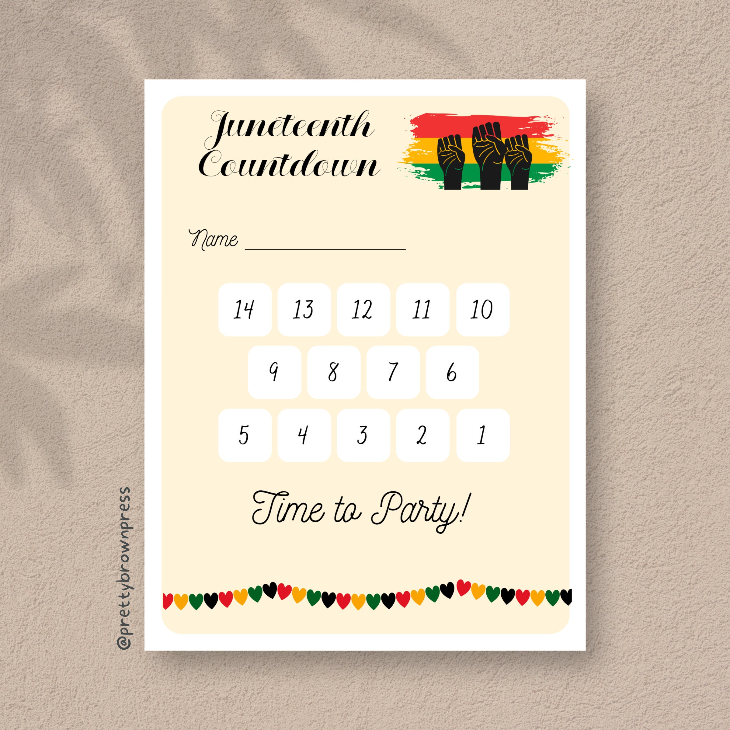 Juneteenth Printable Countdown Tracker - Etsy
