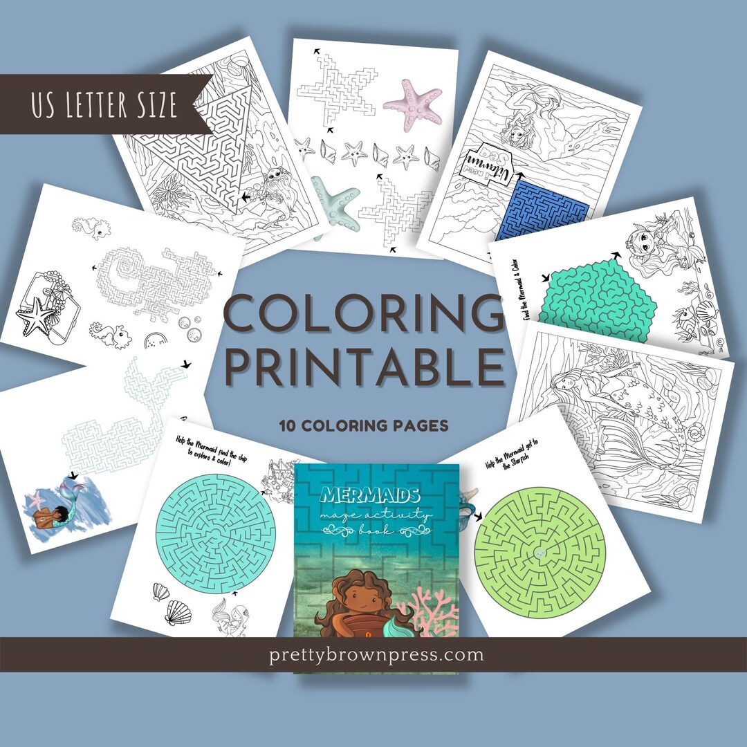 Mermaids Maze Activity Book Printable - Etsy