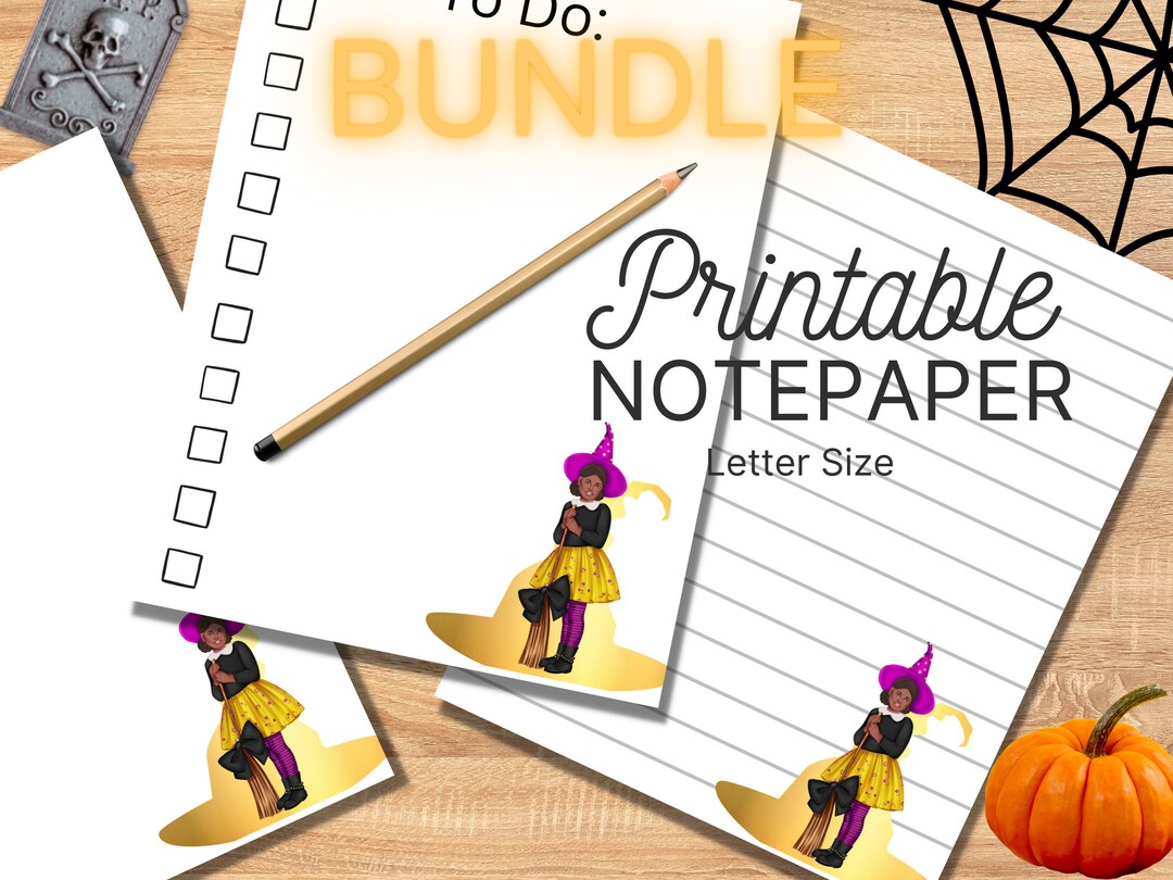12 Cute Witch Halloween Fall Printable Stationery BUNDLE Journal Paper ...