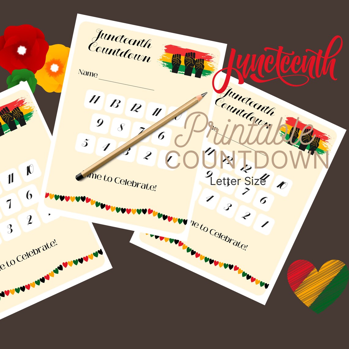 Juneteenth Printable Countdown Tracker - Etsy