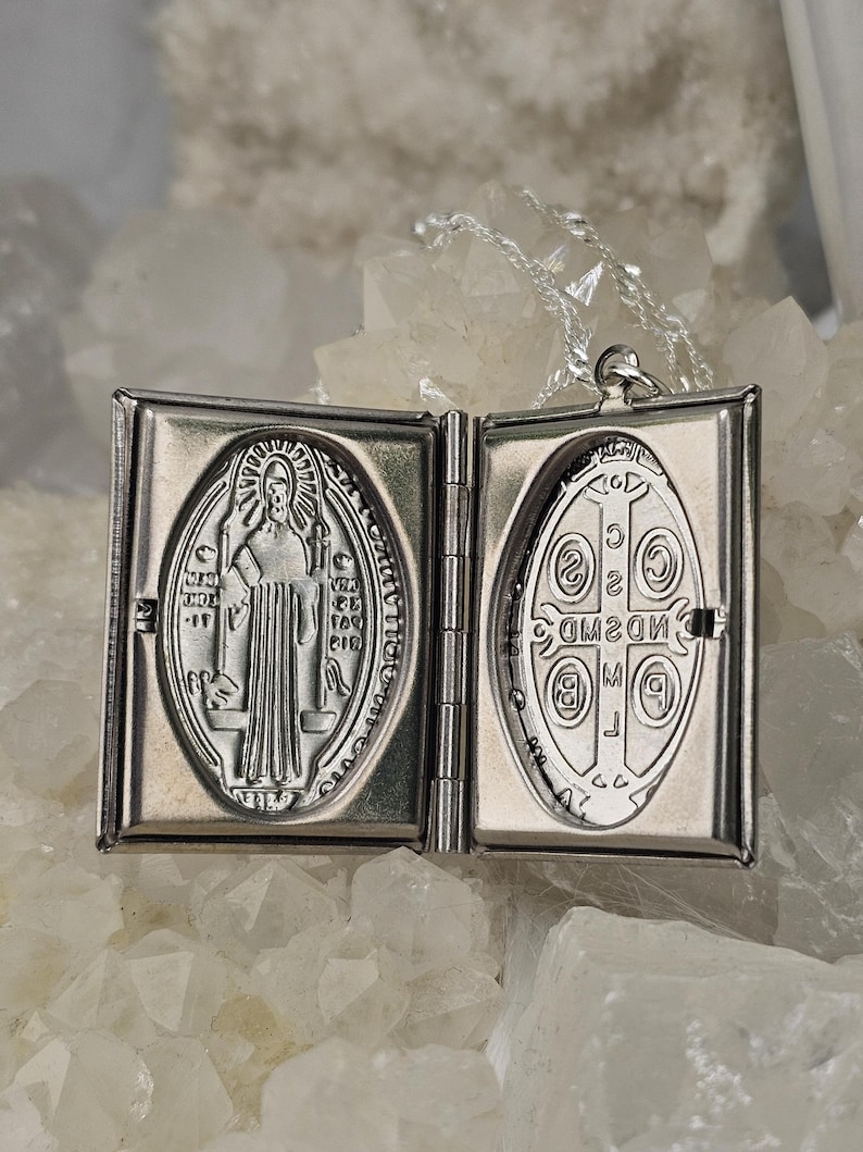 Saint Benedict Locket Pendant. Stainless Steel Religious Pendants ...