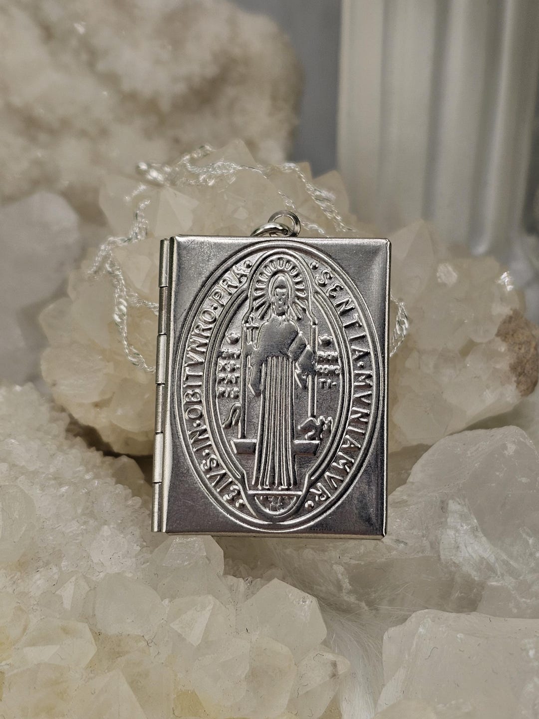 Saint Benedict Locket Pendant. Stainless Steel Religious Pendants ...