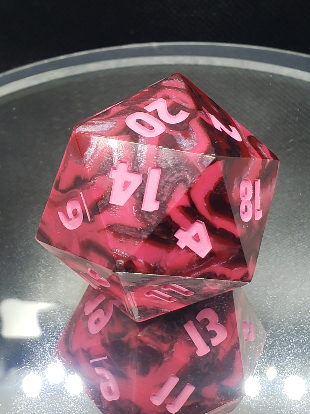 Pixel Viscera - 50mm - Dark Red With Medium Metallic Red/pink Swirl ...