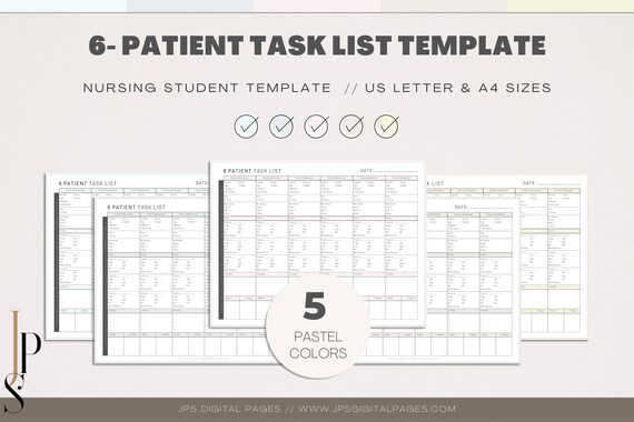6 Patient Task List Blank Patient Task List Nursing Patient - Etsy