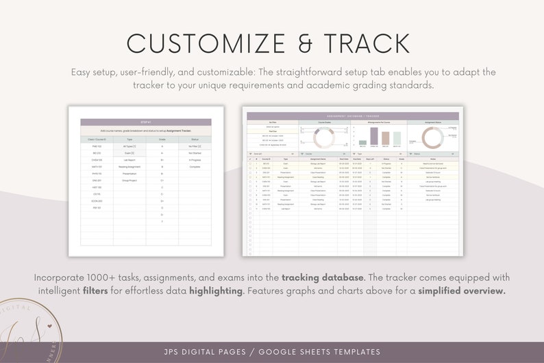 Assignment Tracker Spreadsheet: College Student Planner (google Sheets ...