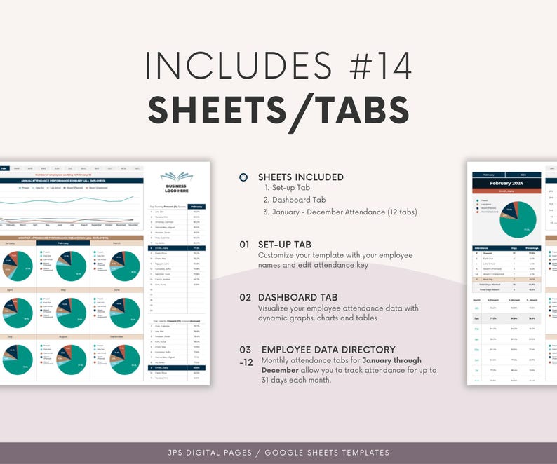 Employee Attendance Tracker: Google Sheets Template & Dashboard - Etsy