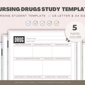 Drug Study Printable Template, Nursing School Note Template ...