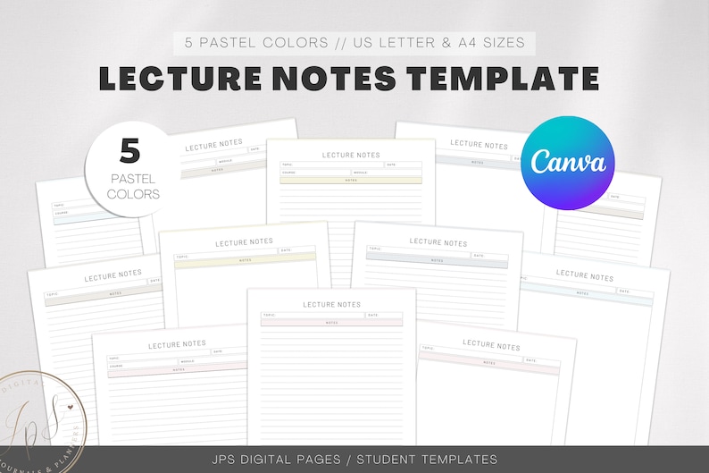 Lecture Notes Template, Blank Note Taking Templates, College Student ...