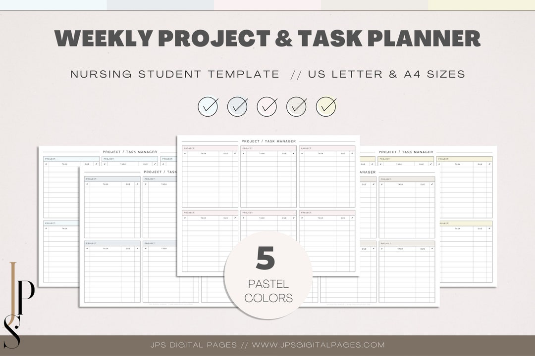 Weekly Project Planner Template, Weekly Task Manager, School Weekly ...