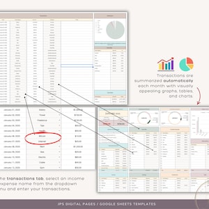 Monthly Budget Spreadsheet: Google Sheets Template (annual Summary) - Etsy