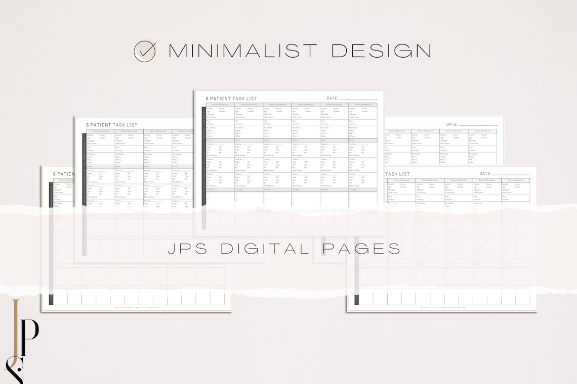 6 Patient Task List, Blank Patient Task List, Nursing Patient Templates ...