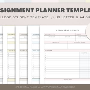 College Assignment Planner Template, Homework Planner, School Planner ...