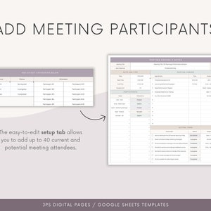 Weekly Meeting Notes Google Sheets Template: Agenda, Minutes, Action ...
