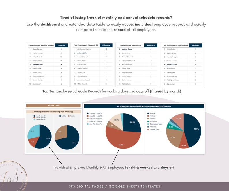Employee Schedule Template: Custom - Etsy