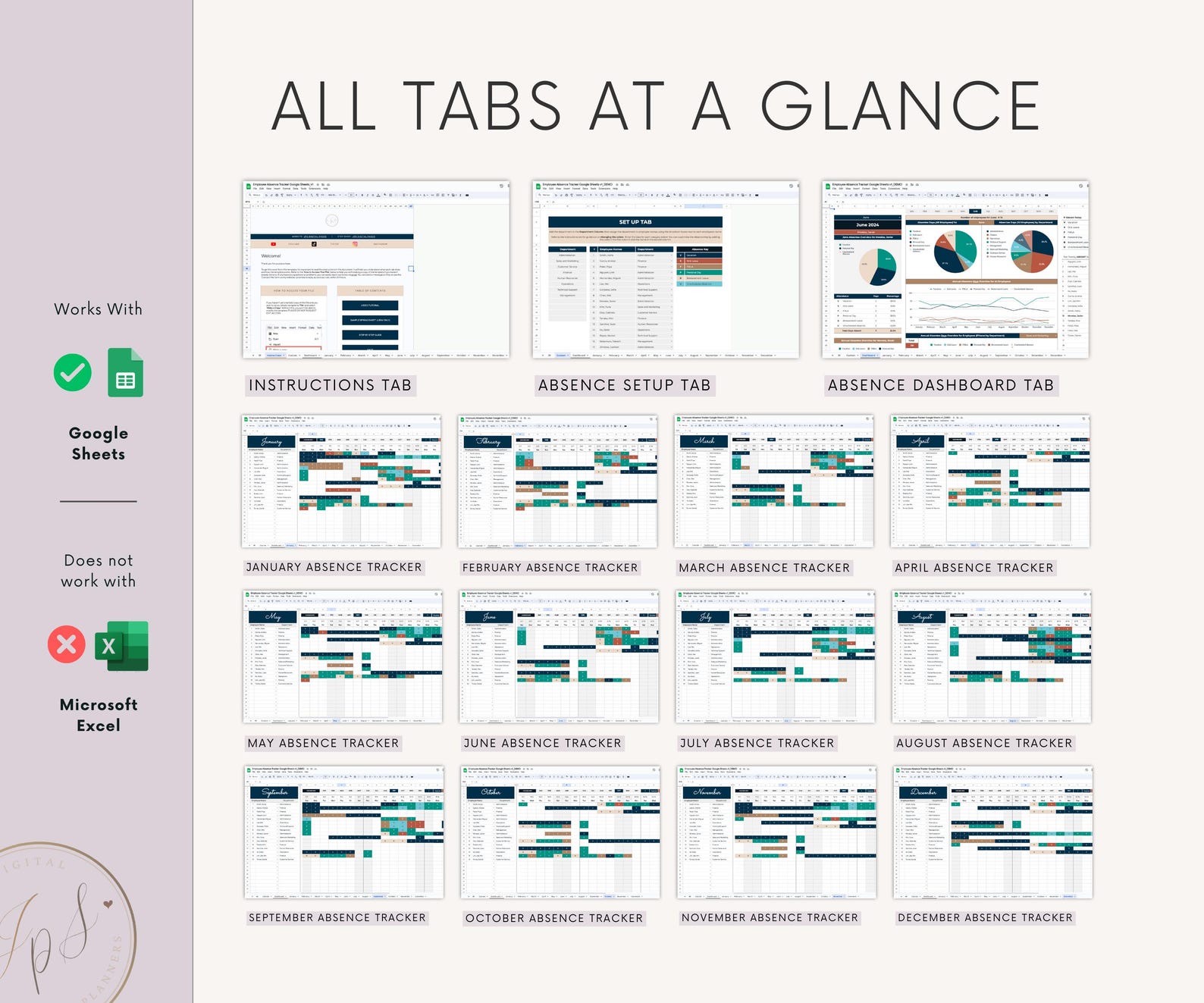 Employee Absence Tracker: Google Sheets Template, Staff Attendance ...