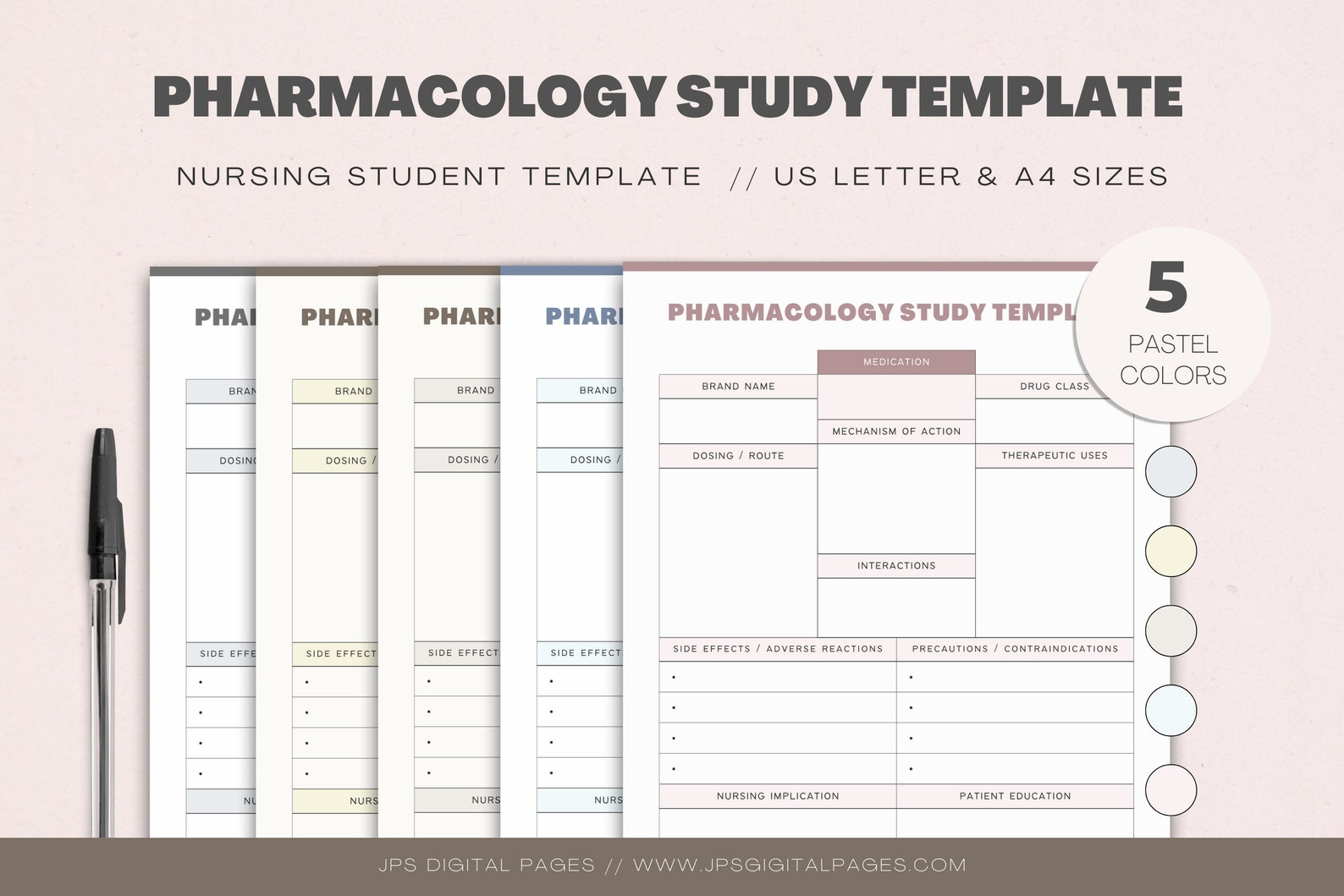 Pharmacology Notes Printable, Nursing School Note Template, Drug Study ...