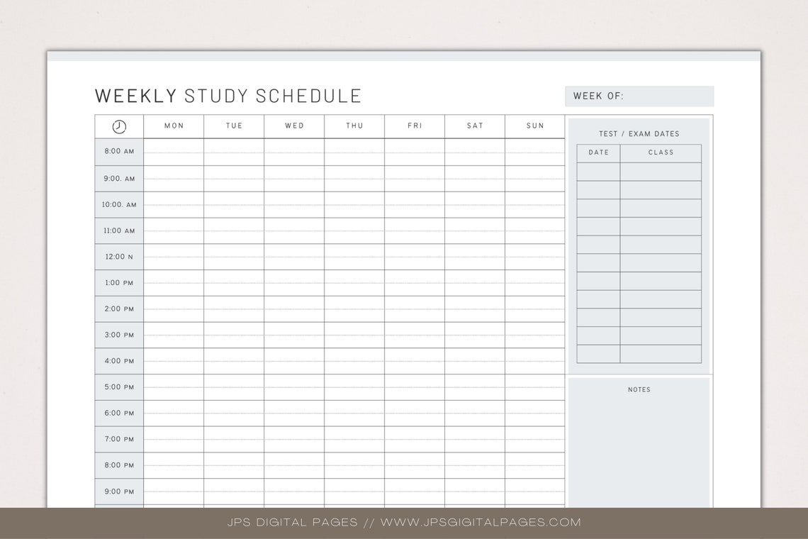 Weekly Study Planner, College Student Planners, Printable PDF - Etsy