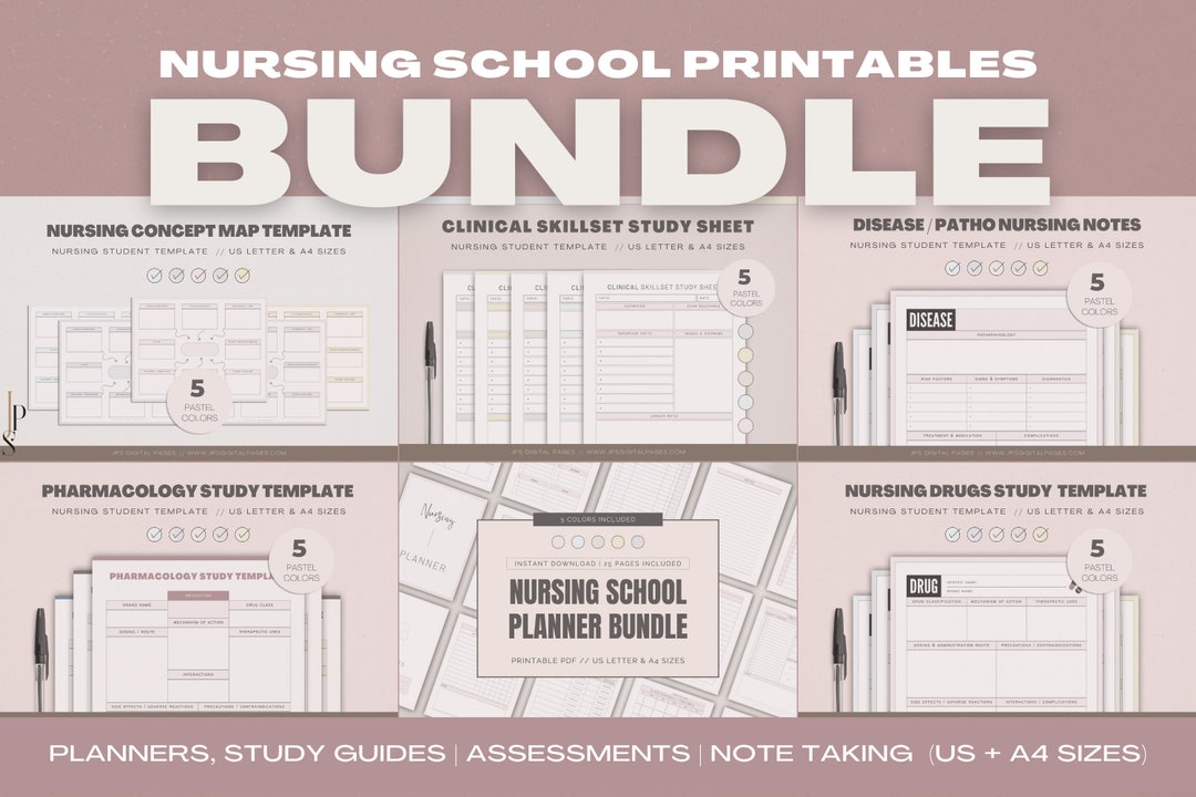 Nursing School Printable Note Template BUNDLE, Blank Note Taking ...