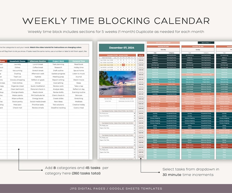 Weekly Time Blocking Planner: Automated Google Sheets Template - Etsy