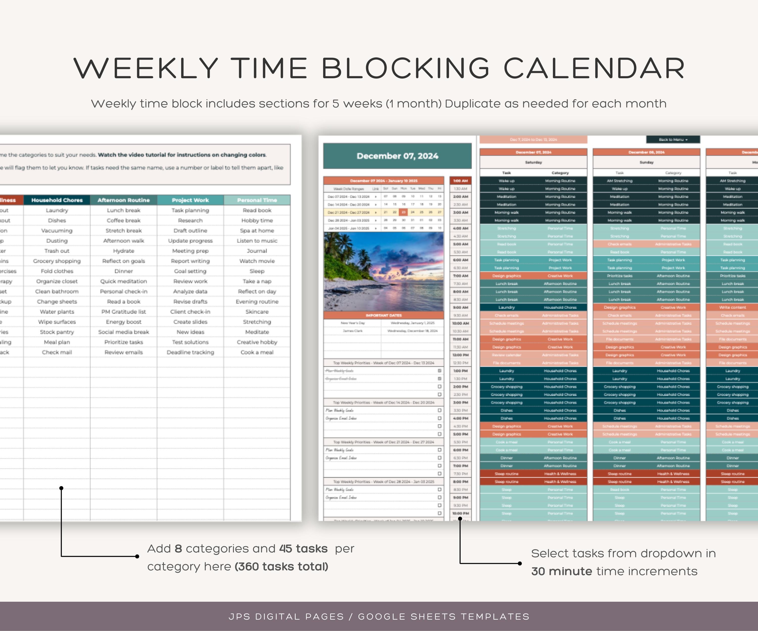 Weekly Time Blocking Planner: Automated Google Sheets Template - Etsy