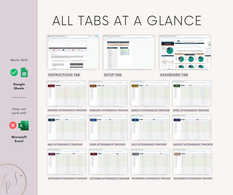 Employee Attendance Tracker: Google Sheets Template & Dashboard - Etsy