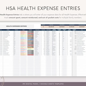 HSA Expense Tracker: Google Sheets Template (annual Dashboard) - Etsy