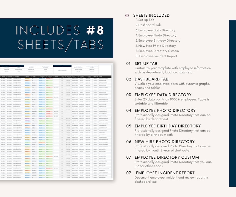 750+ Employee Directory Spreadsheet, Google Sheet Template, Employee ...