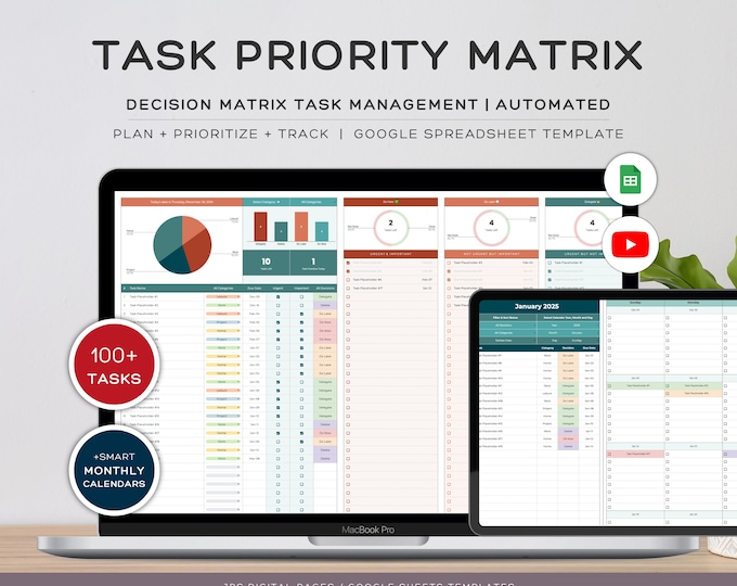 Eisenhower Matrix Notion Template, Eisenhower Matrix Planner, Task Priority Matrix, Notion Task ...
