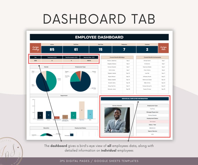Employee Directory With HR Dashboard and Incidence Report Bonus Tab ...