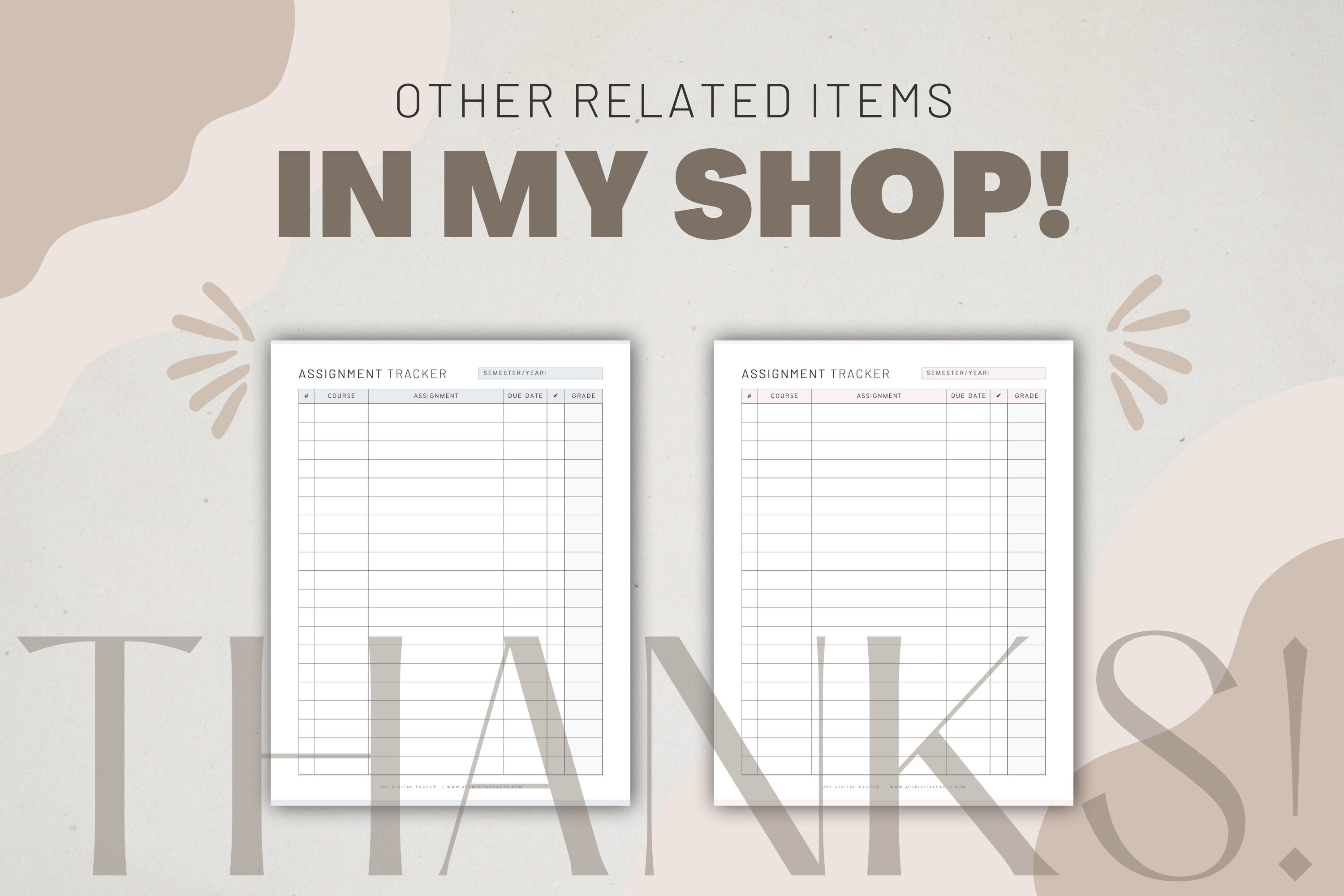 College Assignment Planner Template Homework Planner School - Etsy