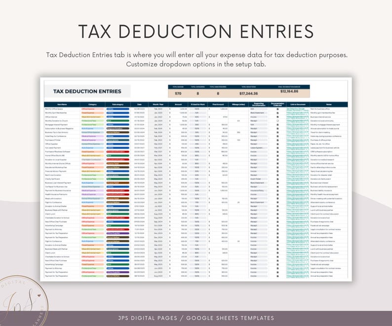 Australian Tax Deduction Tracker: Google Sheets Template (business Tax ...