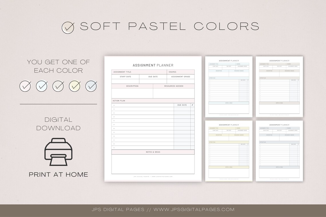 College Assignment Planner Template Homework Planner School - Etsy