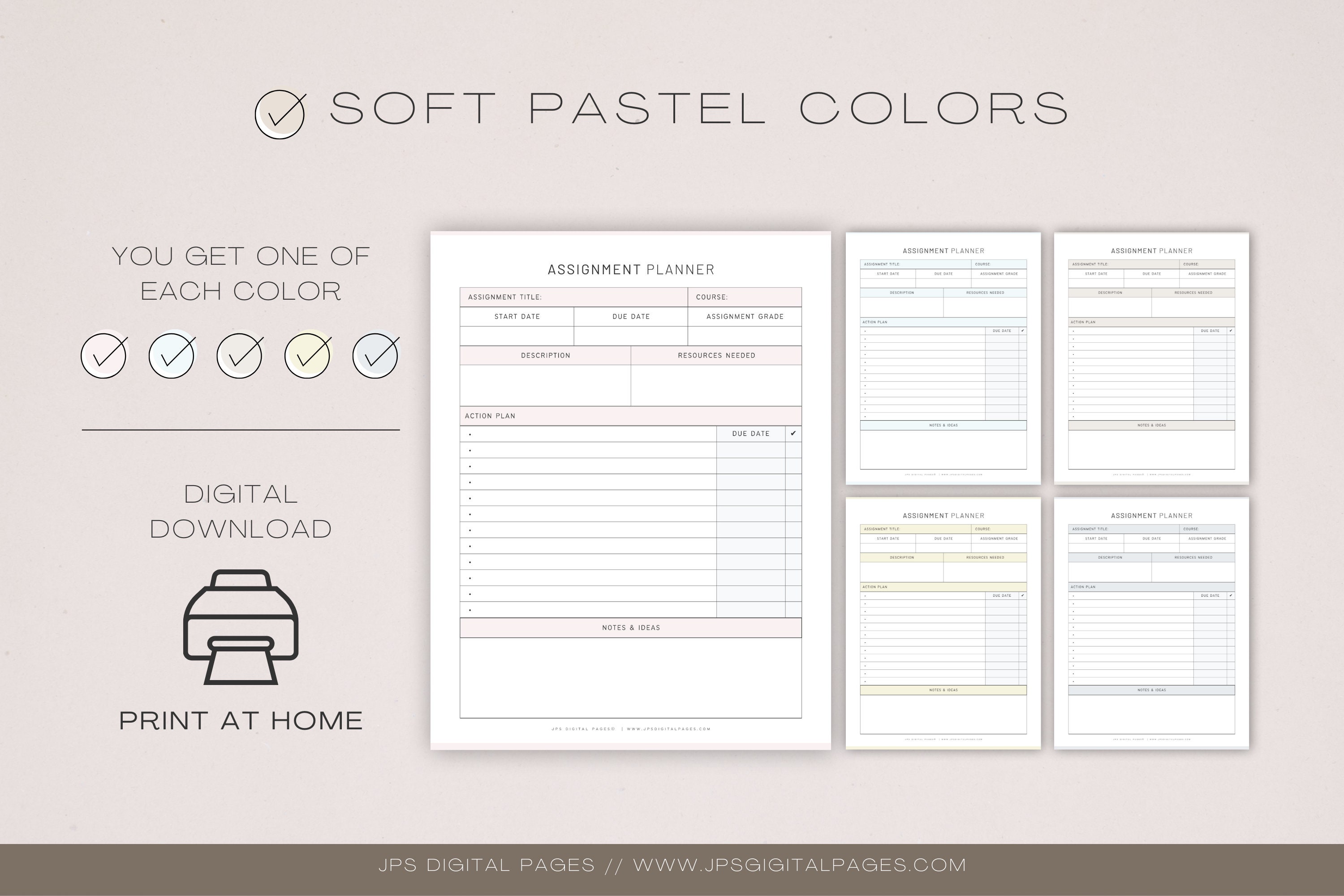 College Assignment Planner Template, Homework Planner, School Planner ...