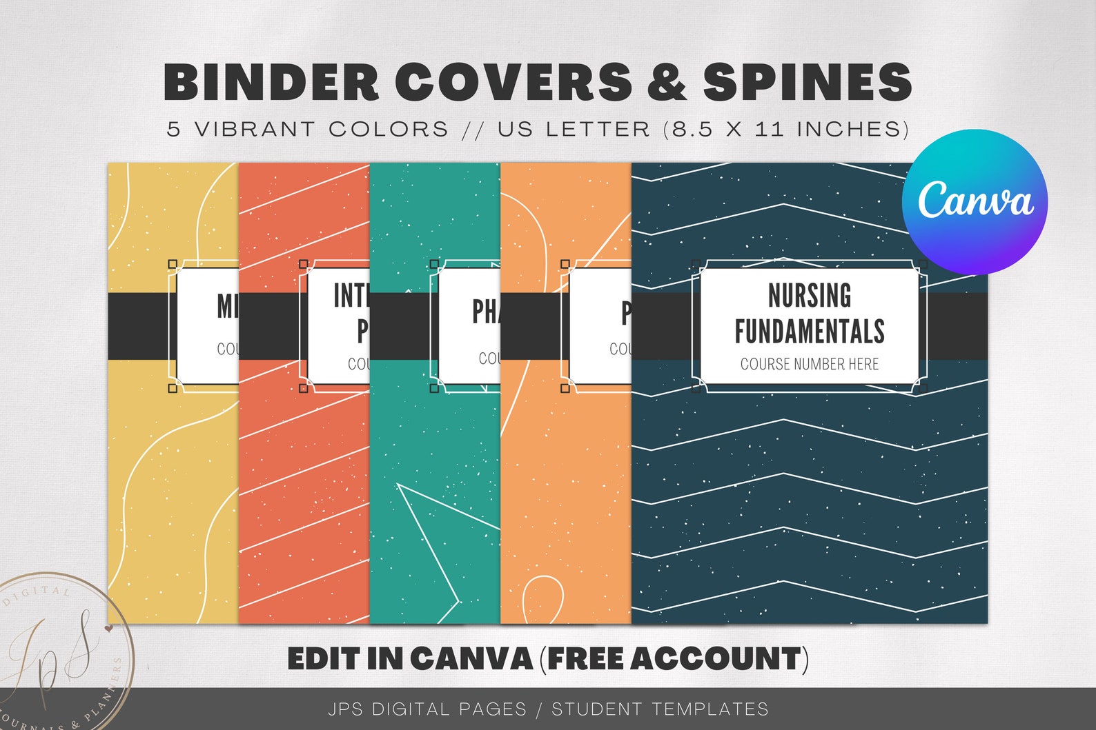 Editable Binder Cover Template: School & Teacher Binder (canva ...