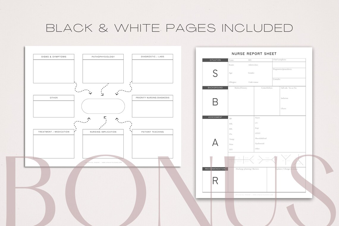 Nursing School Printable Note Template BUNDLE, Blank Note Taking ...