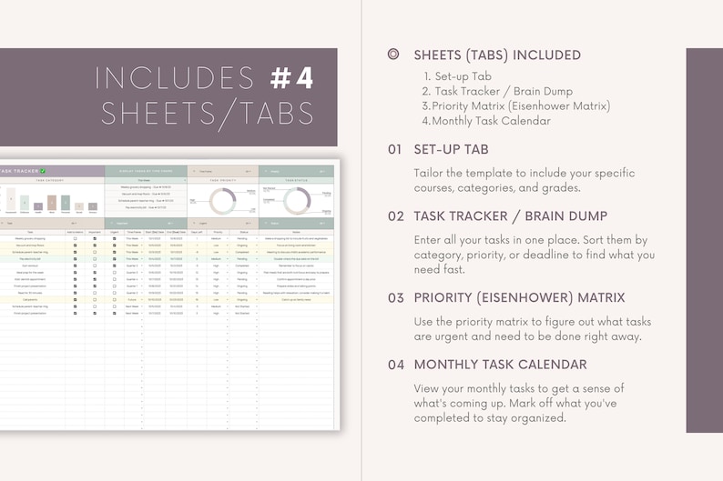 Brain Dump Planner: Priority Matrix & Task Calendar (google Spreadsheet ...