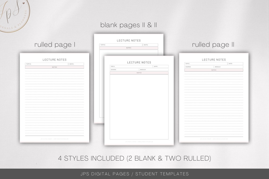Lecture Notes Template, Blank Note Taking Templates, College Student ...