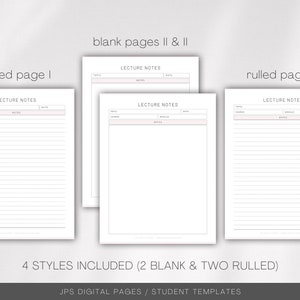 Lecture Notes Template, Blank Note Taking Templates, College Student ...