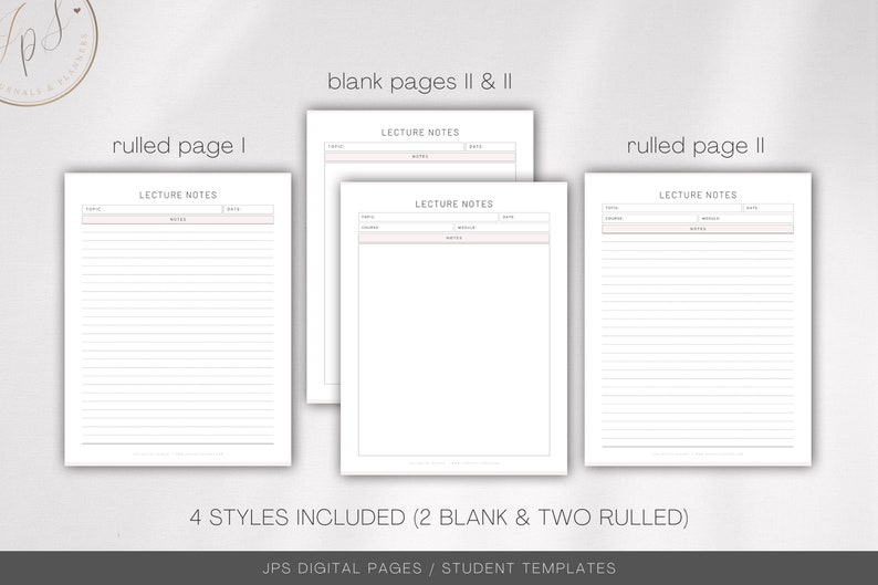 Lecture Notes Template, Blank Note Taking Templates, College Student ...