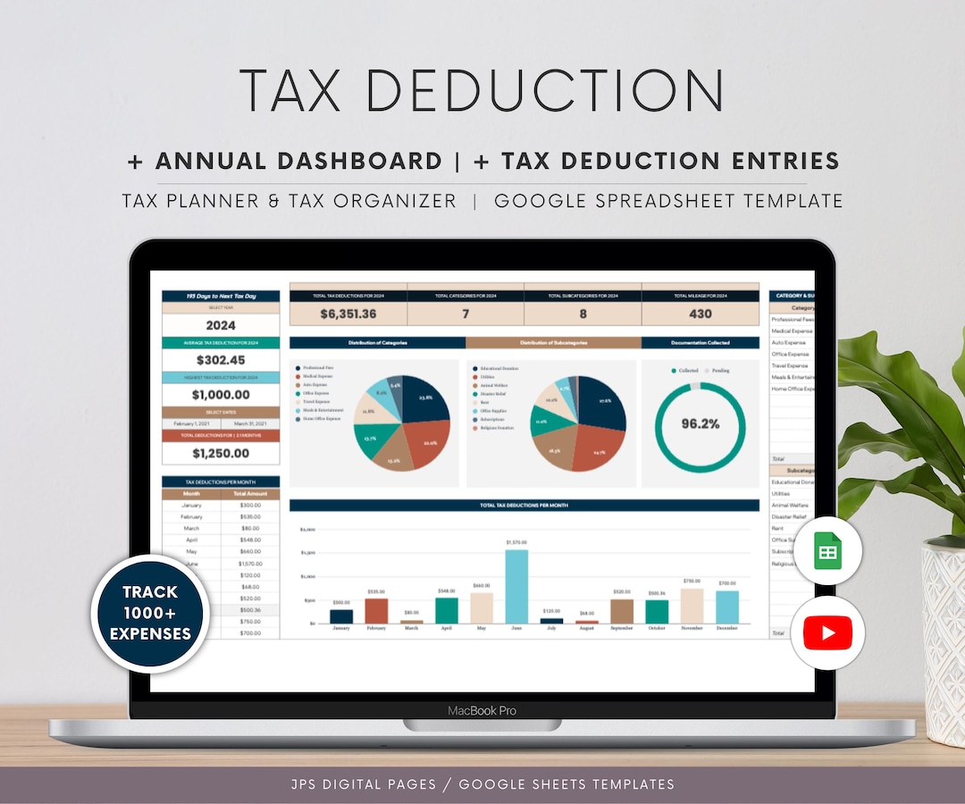 Tax Deduction Tracker: Google Sheets Template, Business Tax Planning - Etsy