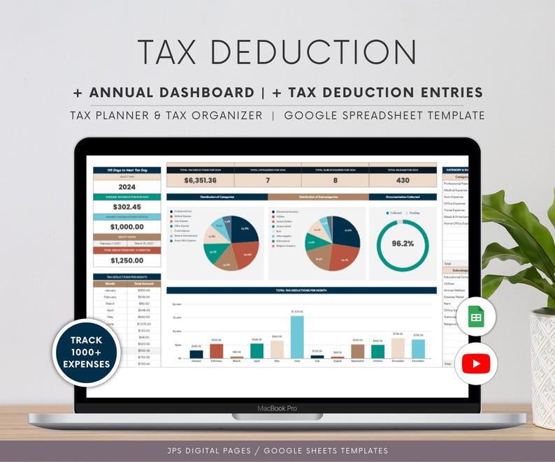 Tax Deduction Tracker: Google Sheets Template, Business Tax Planning - Etsy