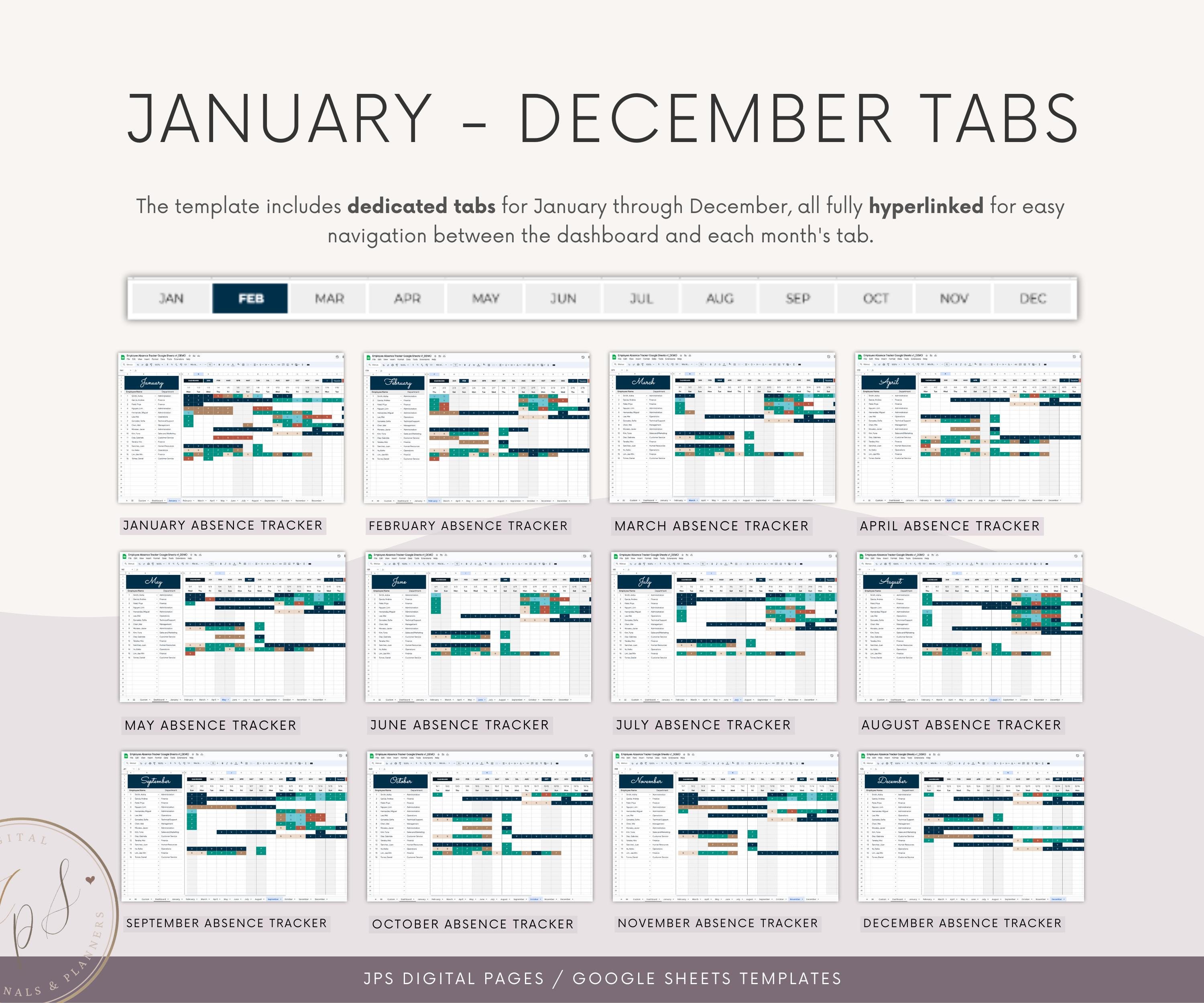Employee Absence Tracker: Google Sheets Template, Staff Attendance ...