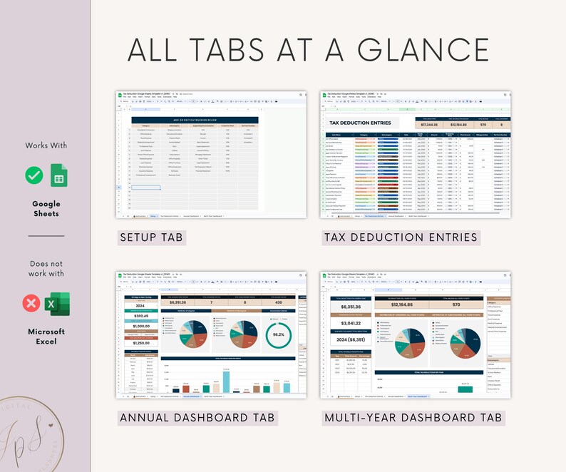 Tax Deduction Tracker: Google Sheets Template, Business Tax Planning - Etsy