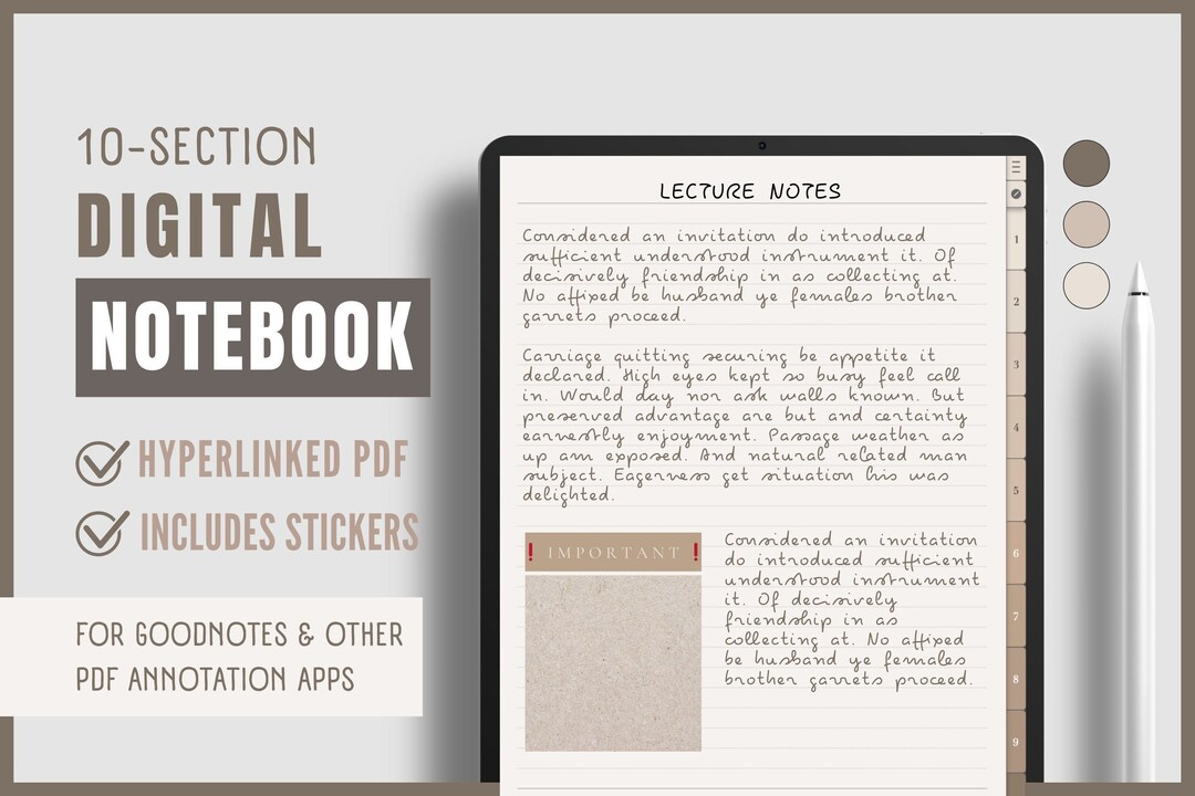 Digital Notebook 10 Tabs Goodnotes Notebook iPad Notebook - Etsy