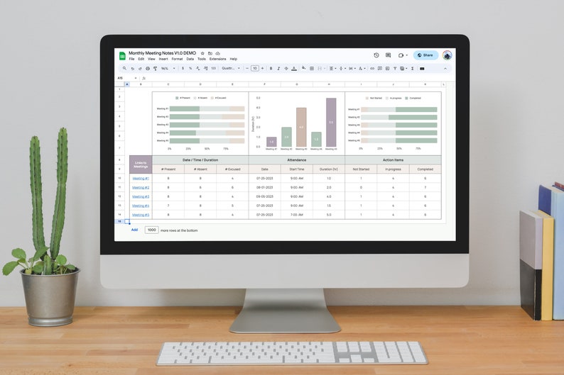 Weekly Meeting Notes Google Sheets Template: Agenda, Minutes, Action ...