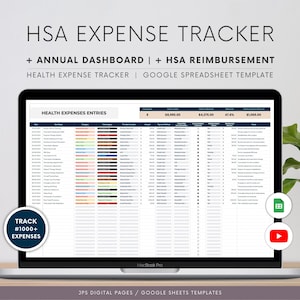 HSA Expense Tracker: Google Sheets Template (annual Dashboard) - Etsy