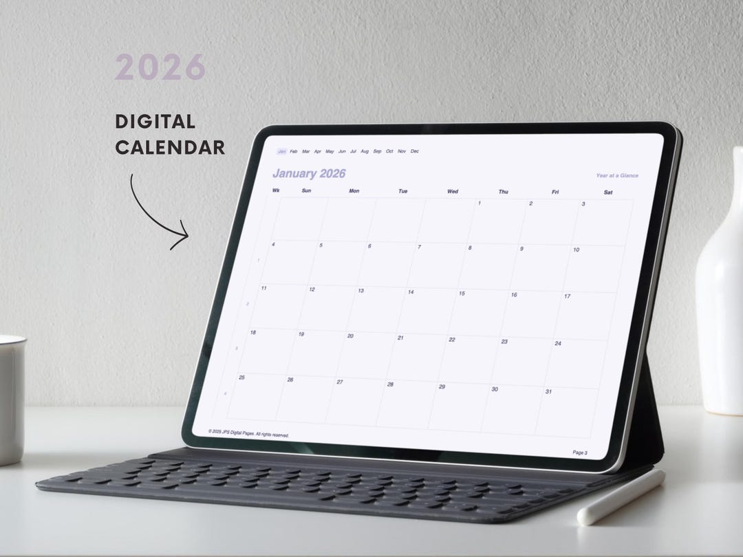 2026 Minimalist Digital Planner Lavender: Hyperlinked PDF Calendar ...