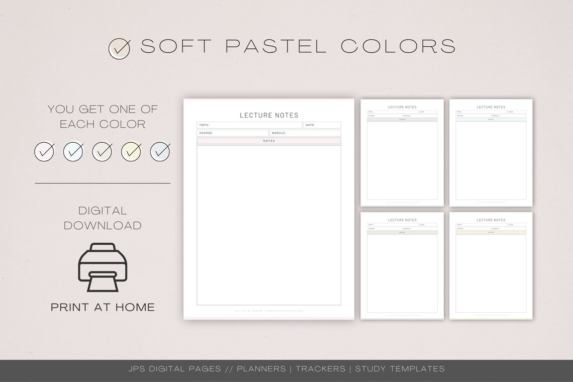 Lecture Notes Template, Blank Note Taking Templates, College Student ...