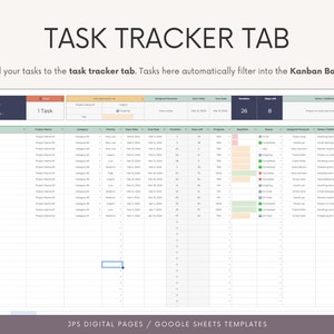 Kanban Board Google Sheets Template: Project Task Planner (digital ...