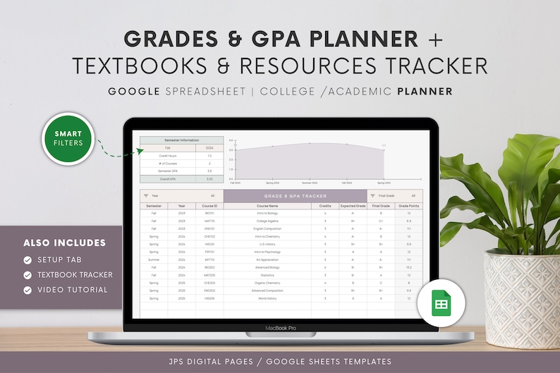 Grade Tracker Spreadsheet: GPA Calculator, Textbook Resource (google ...
